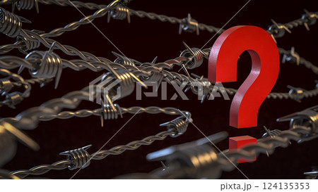 The Metal barbed wire and Question mark 3d...のイラスト素材 [124135353] - PIXTA