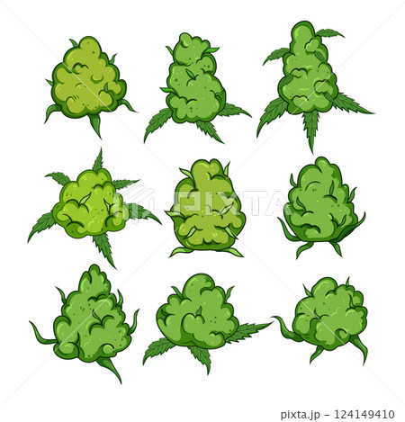 weed bud set cartoon vector illustrationのイラスト素材 [124149410] - PIXTA