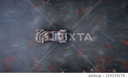 zombie car drives and hits zombies. Apocalyptic...のイラスト素材 [124154278 ...