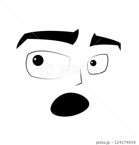 Flat surprised expression emote avatarのイラスト素材 [124174039] - PIXTA