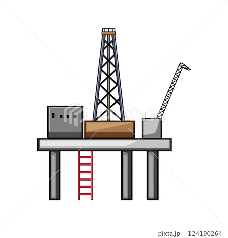 offshore oil rig cartoon vector illustrationのイラスト素材 [124190264] - PIXTA