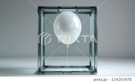 White Balloon Suspended Inside Transparent...のイラスト素材 [124203978] - PIXTA