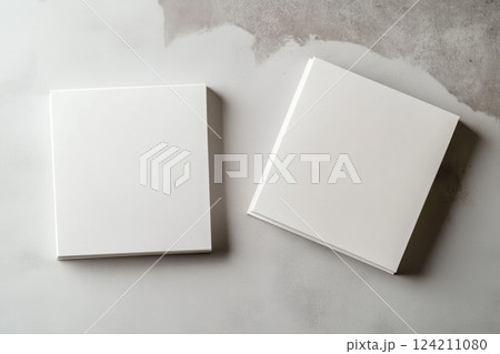 Overhead view of creative blank book covers in...のイラスト素材 [124211080 ...
