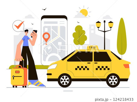 Online Taxi Booking Travel Service Vector...のイラスト素材 [124218433] - PIXTA