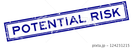 Grunge blue potential risk word square rubber...のイラスト素材 [124231215] - PIXTA