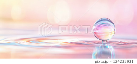 glowing water drop with prism effect creates...のイラスト素材 [124233931] - PIXTA