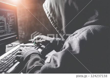 Mysterious Hacker Breaking into Corporate Data...のイラスト素材 [124237138] - PIXTA