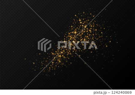 Golden sparkling stars, shiny particles light...のイラスト素材 [124240869] - PIXTA