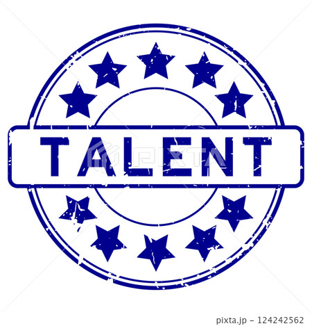 Grunge blue talent word with star icon round...のイラスト素材 [124242562] - PIXTA