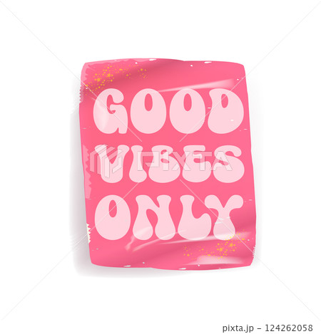 Good Vibes Only pink groovy aesthetic sticker...のイラスト素材 [124262058] - PIXTA
