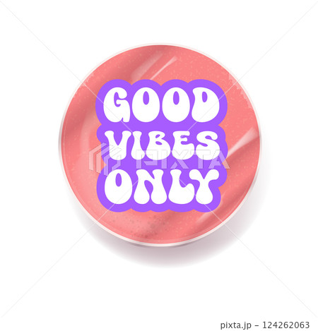 Good Vibes Only pink groovy aesthetic sticker...のイラスト素材 [124262063] - PIXTA