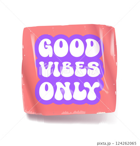 Good Vibes Only pink groovy aesthetic sticker...のイラスト素材 [124262065] - PIXTA