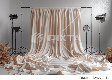 A staged photography studio setup showcases a...のイラスト素材 [124272010] - PIXTA