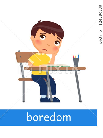 Boredom - concept of emotion. Little boy with ...のイラスト素材 [124290539 ...