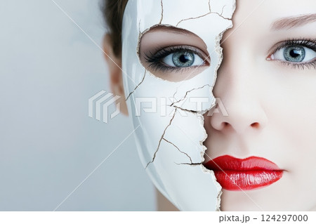 A stock photo of a woman wearing a cracked...のイラスト素材 [124297000] - PIXTA