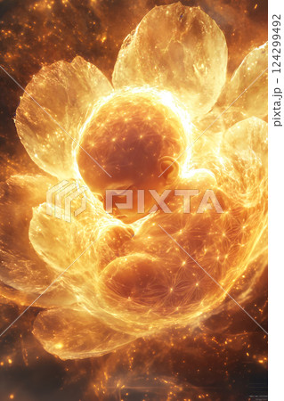 Cosmic newborn embryo surrounded by celestial...のイラスト素材 [124299492] - PIXTA
