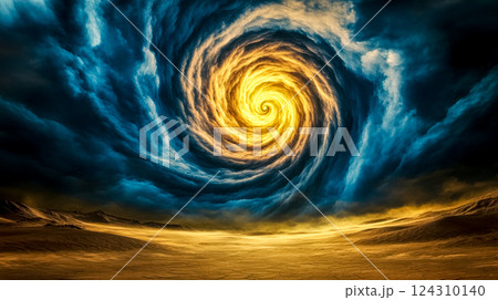 Swirling sandstorm forming a massive spiral...のイラスト素材 [124310140] - PIXTA