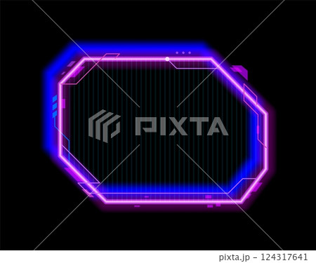 Mobile game electronic neon UI menu frame. SCI...のイラスト素材 [124317641 ...