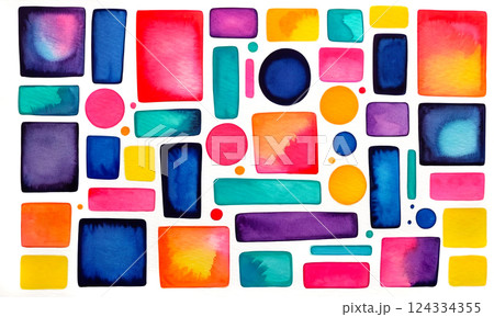 Bright colorful shapes on white background,...のイラスト素材 [124334355] - PIXTA