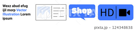 Combination of text, image placeholders, shop...のイラスト素材 [124348638] - PIXTA
