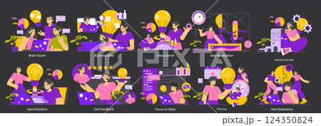 Idea Realization set. Illustrates the process...のイラスト素材 [124350824] - PIXTA