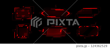 Cyberpunk hud frames in redのイラスト素材 [124362529] - PIXTA