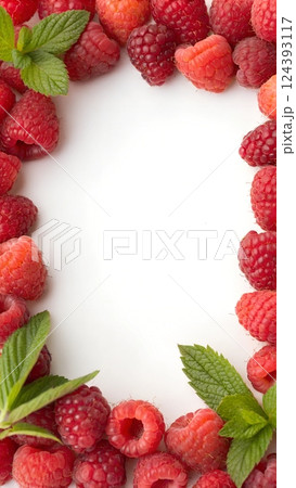 fresh raspberry vertical frameのイラスト素材 [124393117] - PIXTA