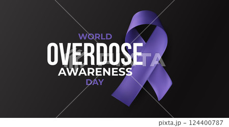 Purple ribbon and World Overdose Awareness Day...のイラスト素材 [124400787 ...