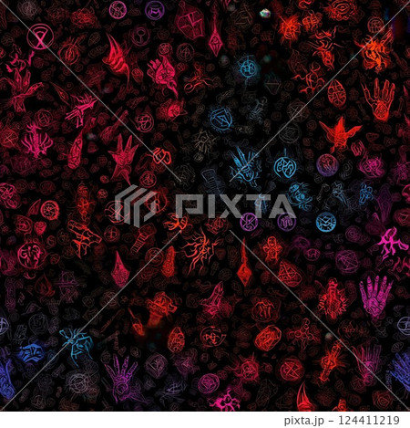 Intricate Seamless Background of Cryptic Magic...のイラスト素材 [124411219 ...