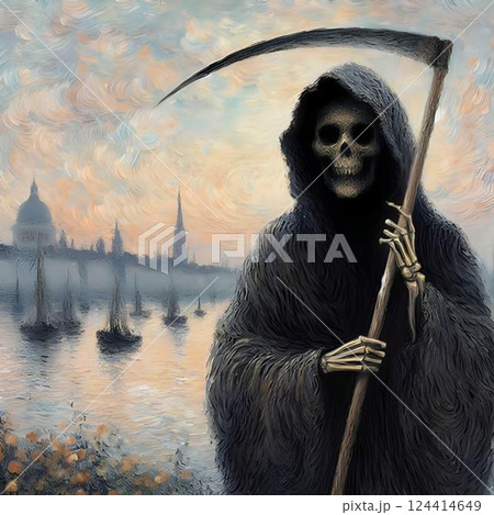 the grim reaper who personifies death with...のイラスト素材 [124414649] - PIXTA