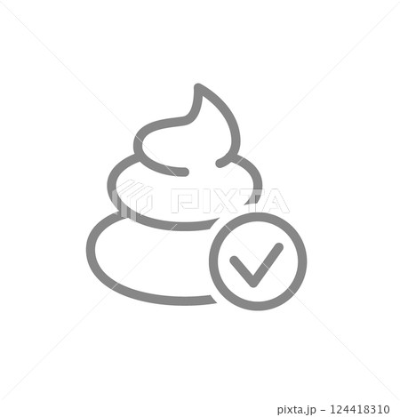 Poop with tick checkmark line icon. Toilet...のイラスト素材 [124418310] - PIXTA
