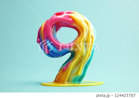 The number nine is made of colorful paint...のイラスト素材 [124425787] - PIXTA