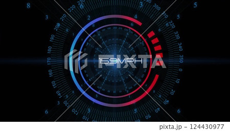 Image of speedometer over data processing on...のイラスト素材 [124430977] - PIXTA
