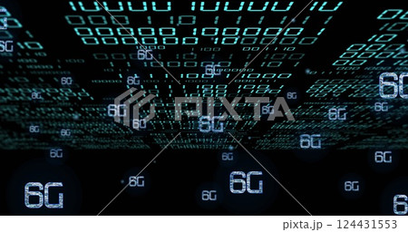 6G text and binary coding, futuristic data...のイラスト素材 [124431553] - PIXTA
