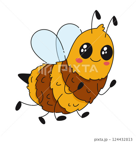 Cute funny cartoon bee. Insect. Childrens...のイラスト素材 [124432813] - PIXTA