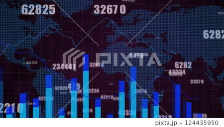 Image of digital data processing over world mapのイラスト素材 [124435950] - PIXTA