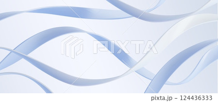 Light blue ribbons on white backgroundのイラスト素材 [124436333] - PIXTA