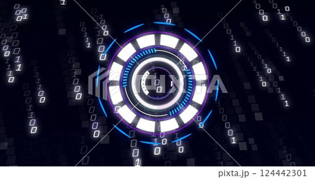 Image of binary coding data processing over...のイラスト素材 [124442301] - PIXTA