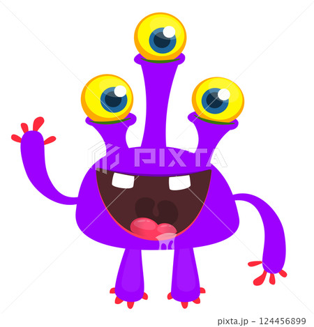 Cartoon funny alien with three eyes. Vector...のイラスト素材 [124456899] - PIXTA
