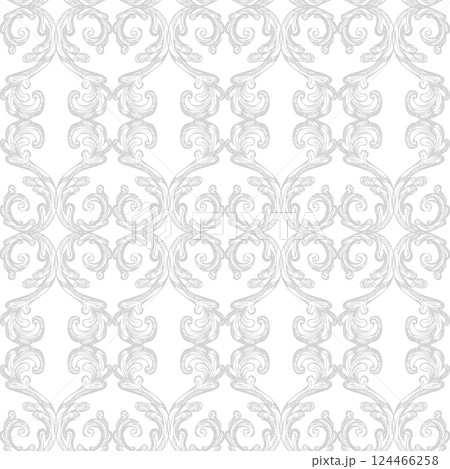 Baroque hand drawing monochrome seamless...のイラスト素材 [124466258] - PIXTA