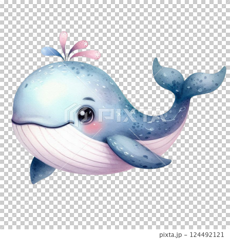 Cartoon Blue whales spray water.のイラスト素材 [124492121] - PIXTA