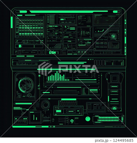Minimalist Hacker Style SaaS Concept in Neon...のイラスト素材 [124495685] - PIXTA