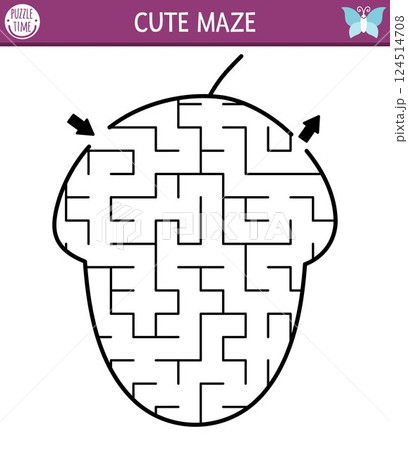 Acorn shaped geometrical maze for kids. Forest...のイラスト素材 [124514708 ...