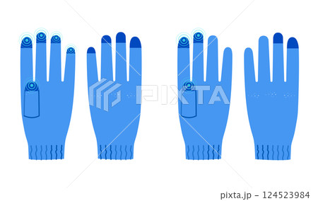Touchscreen Gloves Five Three Fingers blue...のイラスト素材 [124523984] - PIXTA