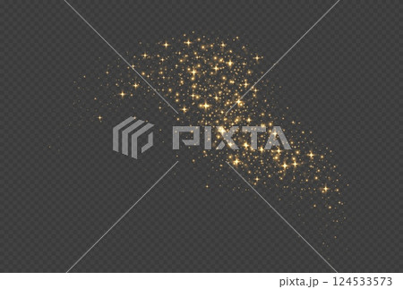 Golden sparkling stars, shiny particles light...のイラスト素材 [124533573] - PIXTA