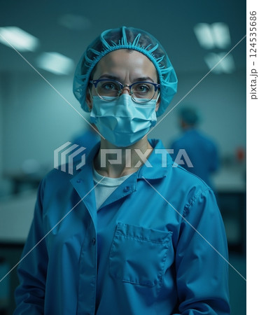 Healthcare professional in surgical scrubs with...のイラスト素材 [124535686] - PIXTA