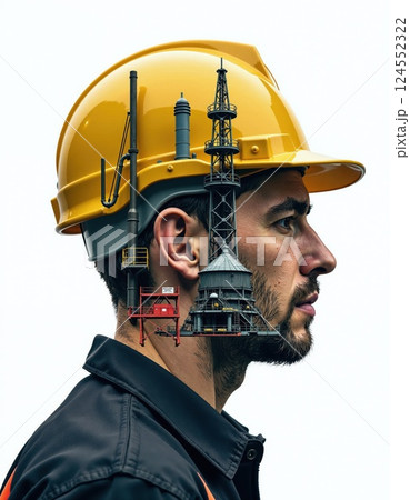 Industrial worker portrait melding man and...のイラスト素材 [124552322] - PIXTA