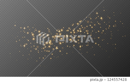 Golden sparkling stars, shiny particles light...のイラスト素材 [124557428] - PIXTA