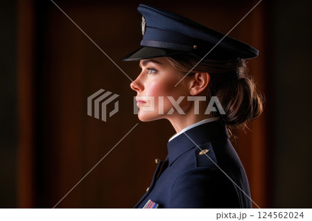 Female bailiff stands guard at courtroom door...のイラスト素材 [124562024] - PIXTA