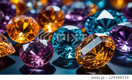 A Magnificent Collection of Colorful Gemstones...のイラスト素材 [124566554 ...